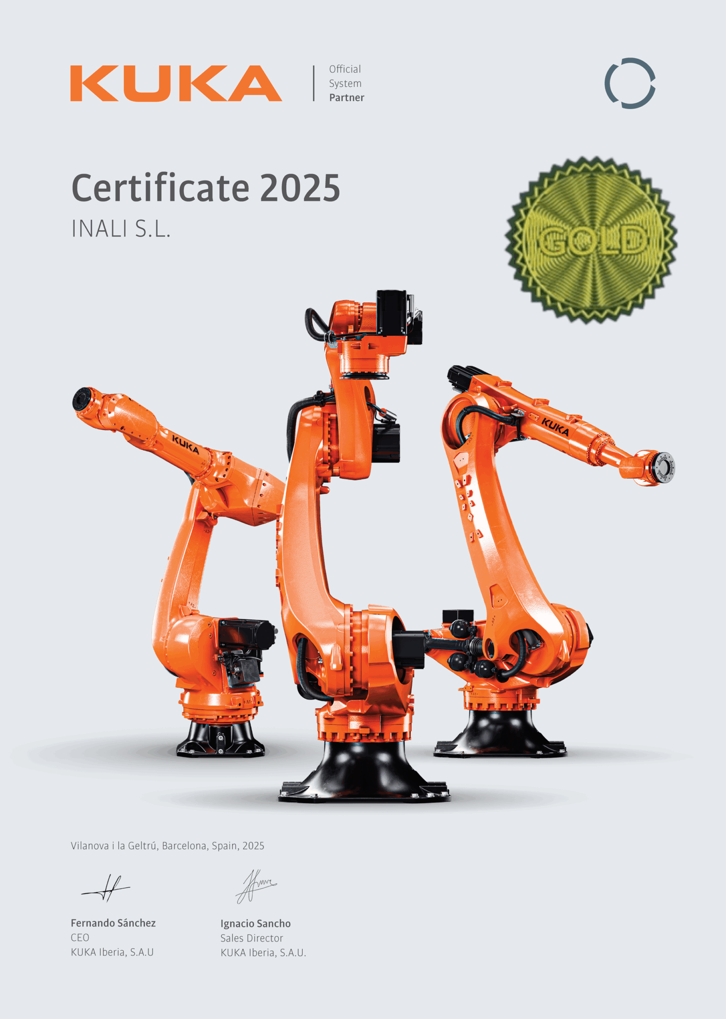KUKA reconoce a INALI como "Official System Partner 2025" - INALI